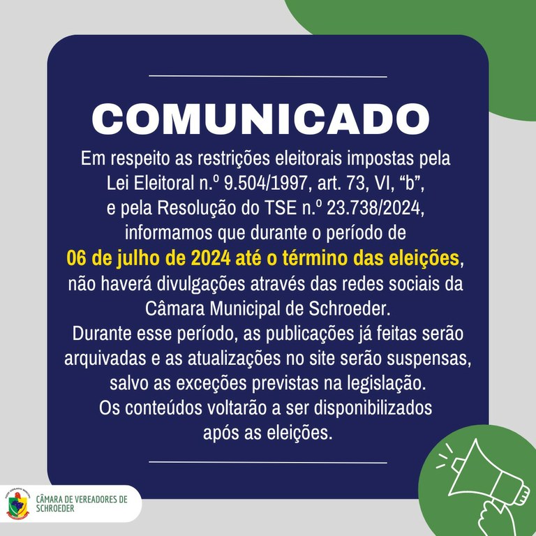 COMUNICADO — Câmara Municipal